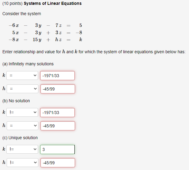 Solved (10 points) Systems of Linear Equations Consider the | Chegg.com