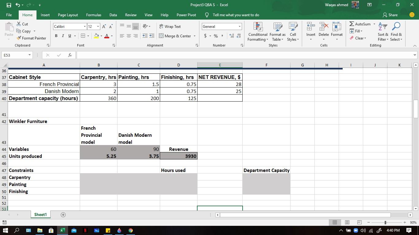 Solved Linear Programming Winkler Furniture manufacturestwo | Chegg.com