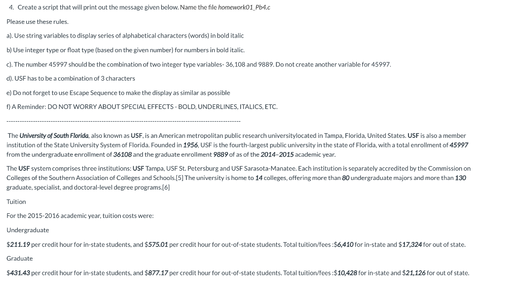 Solved 4. Create a script that will print out the message | Chegg.com