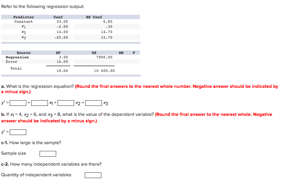 Solved Refer to the following regression output: a. What is | Chegg.com