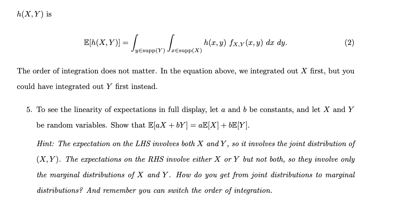 Solved For any random variable X and function g:supp(X)→R, | Chegg.com