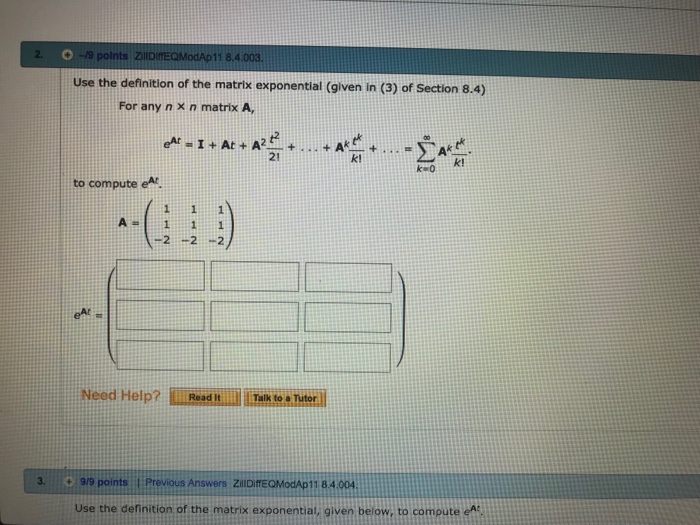 Solved 11 8.4.003. Use the definition of the matrix | Chegg.com
