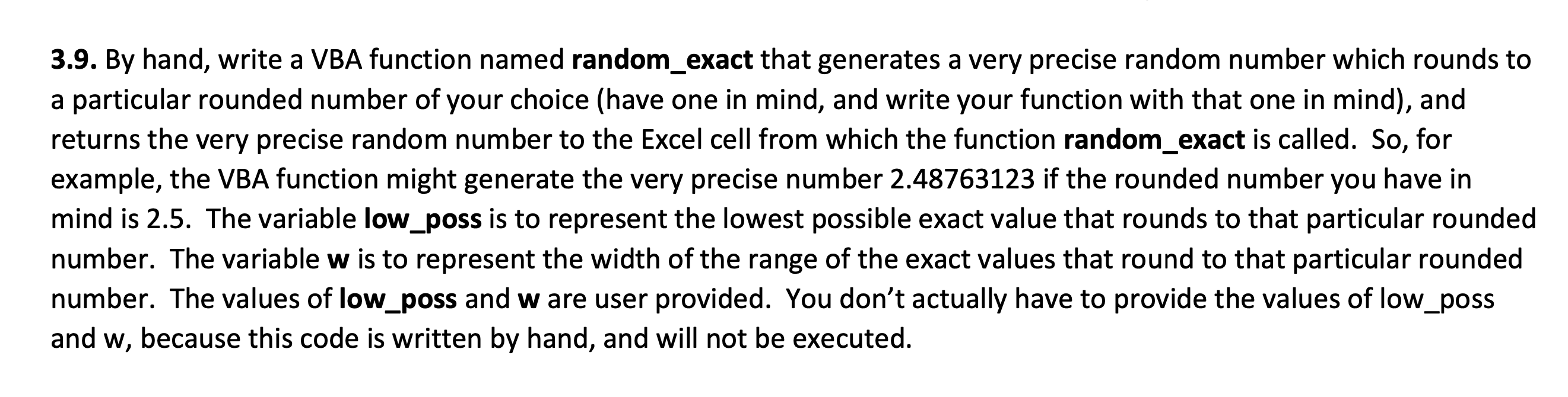 39 By Hand Write A Vba Function Named Randomexact 3663