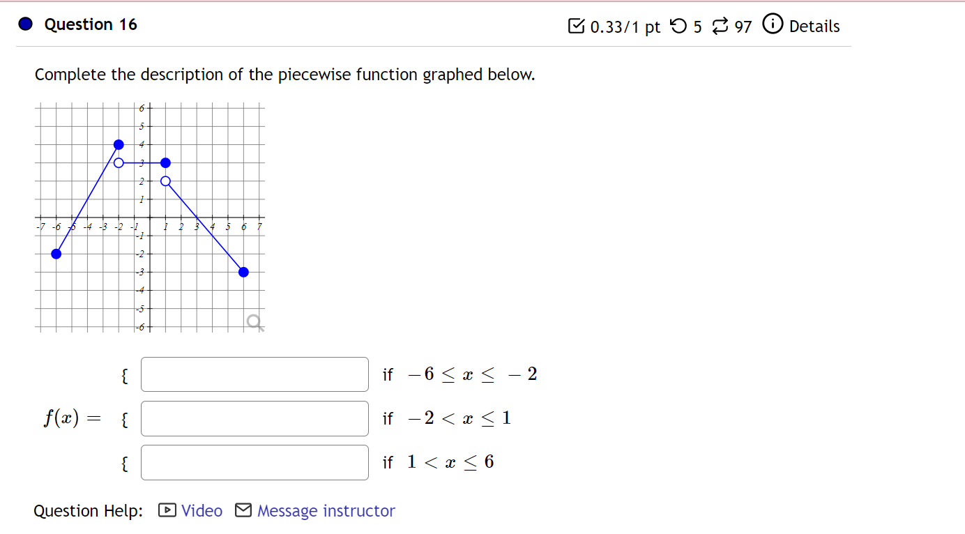 Solved Question 16 0.33/1 pt 5 5 97 0 Details Complete the | Chegg.com