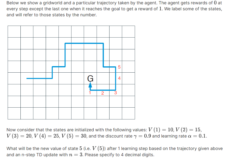 Solved Below we show a gridworld and a particular trajectory | Chegg.com