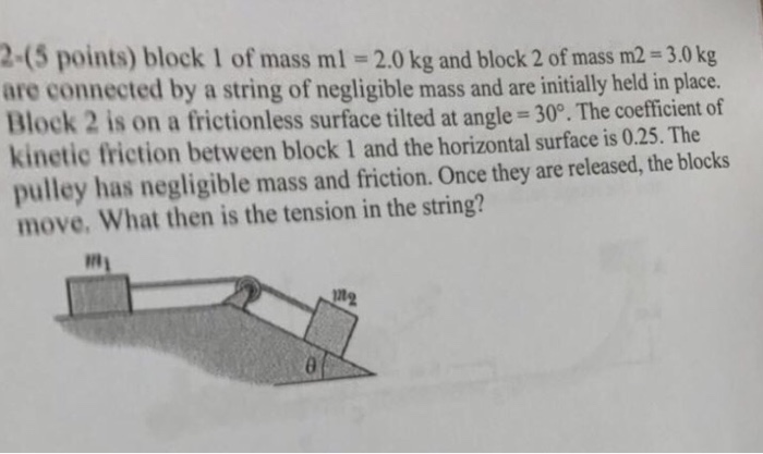 Solved Block 1 of mass m1 = 2.0 kg and block 2 of mass m2 = | Chegg.com