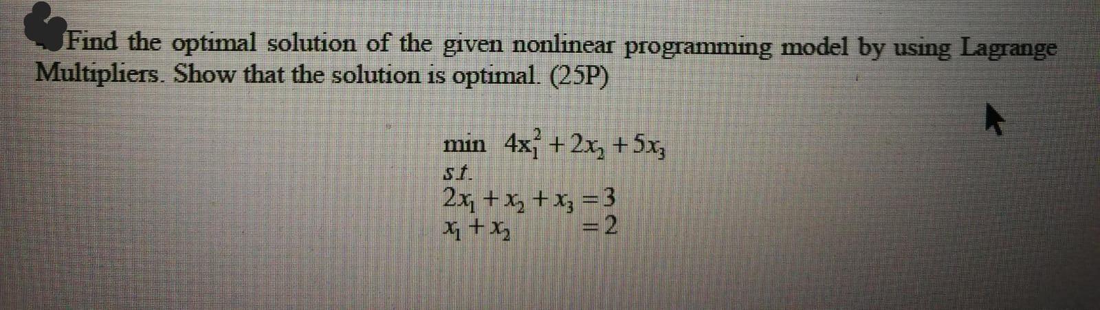 Solved Find the optimal solution of the given nonlinear | Chegg.com