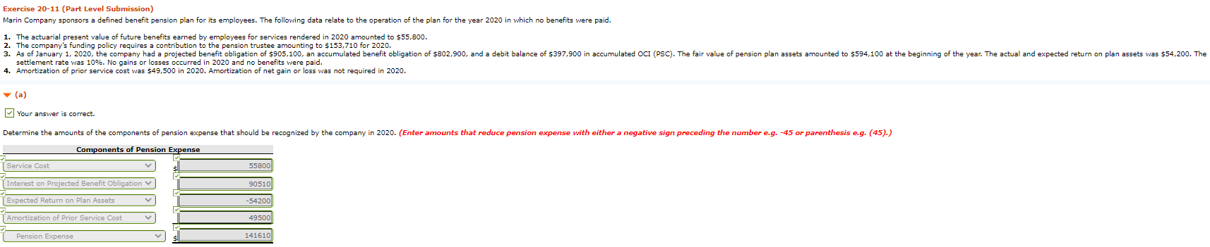 Solved Exercise 20-11 (Part Level Submission) Marin Company | Chegg.com
