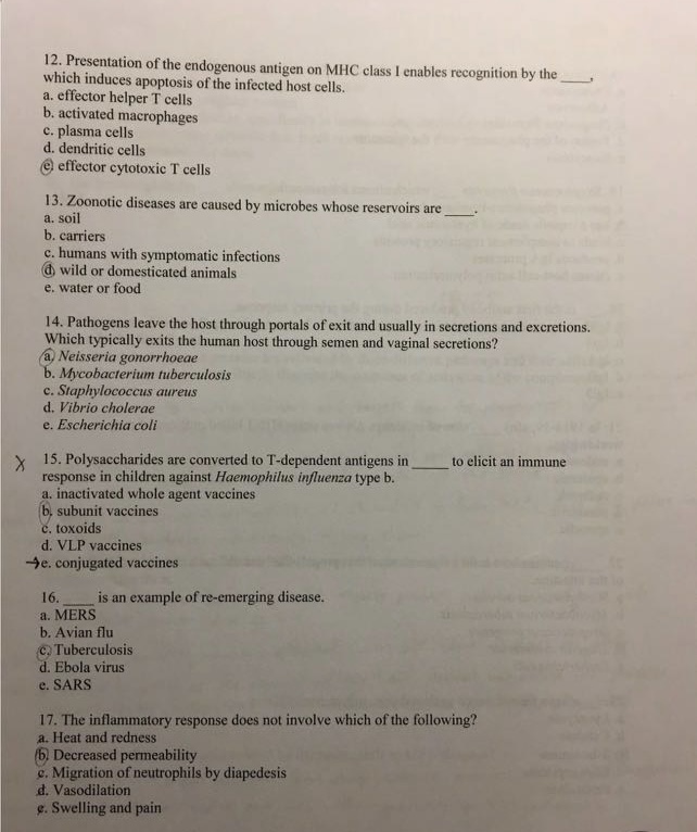 Solved 12. Presentation of the endogenous antigen on MHC | Chegg.com