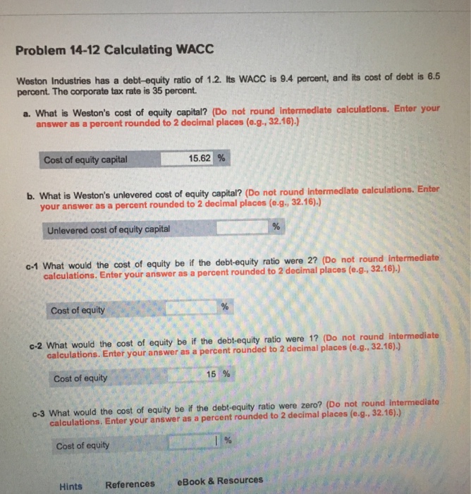 Solved Problem 14-12 Calculating WACC Weston Industries has | Chegg.com