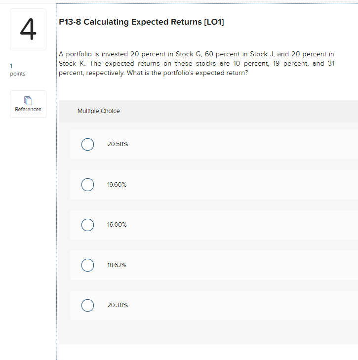 Solved P13-8 Calculating Expected Returns [LO1] 4 1 points A | Chegg.com