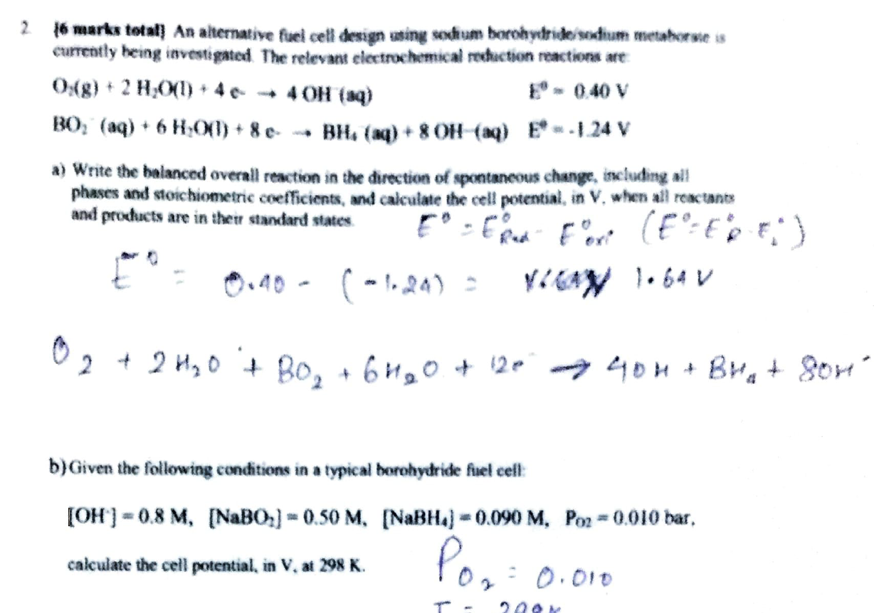 Solved 16 marks total) An alternative fuel cell design asing | Chegg.com