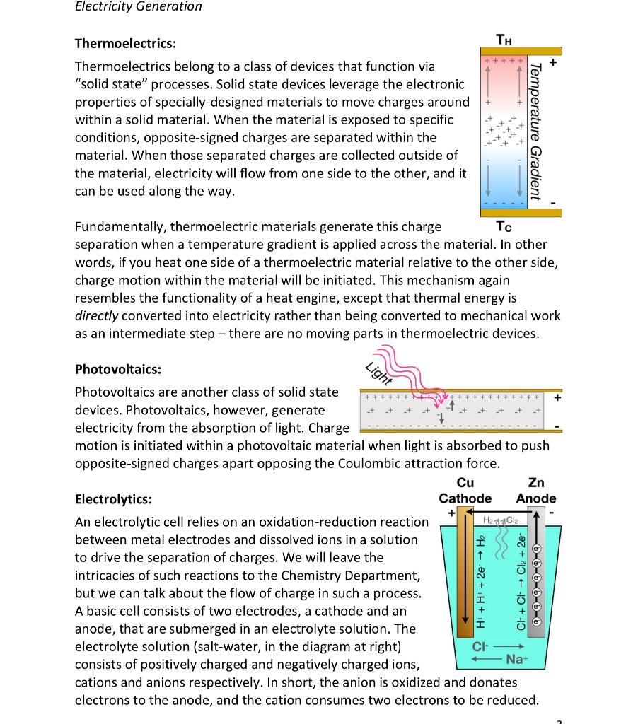 Solved Electricity Generation In this section, you are | Chegg.com