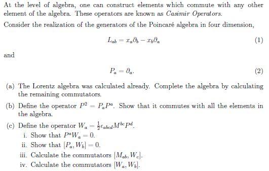 Solved At the level of algebra, one can construct elements | Chegg.com