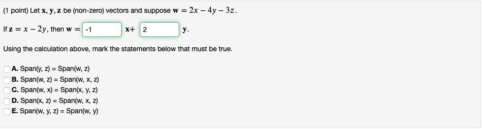Solved (1 point) Let x, y, z be (non-zero) vectors and | Chegg.com