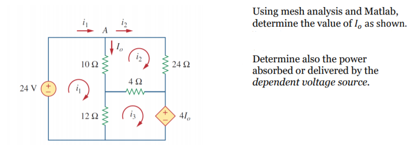 Solved Using mesh analysis and Matlab, determine the value | Chegg.com