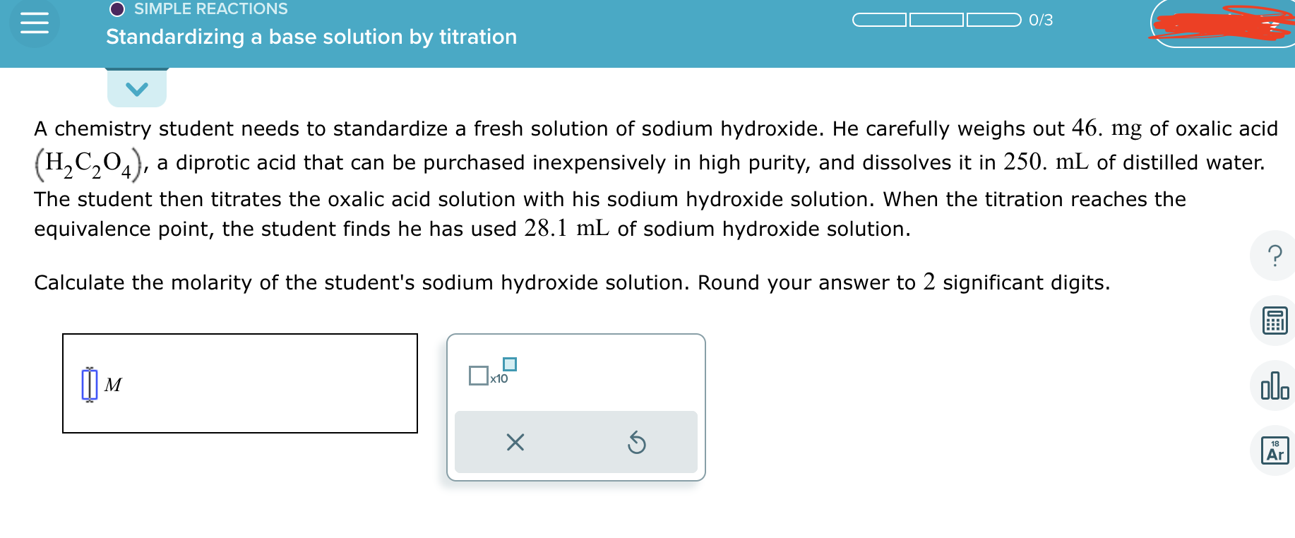 Solved A chemistry student needs to standardize a fresh | Chegg.com
