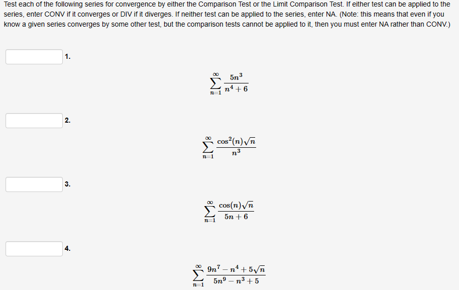 Solved Test each of the following series for convergence by | Chegg.com