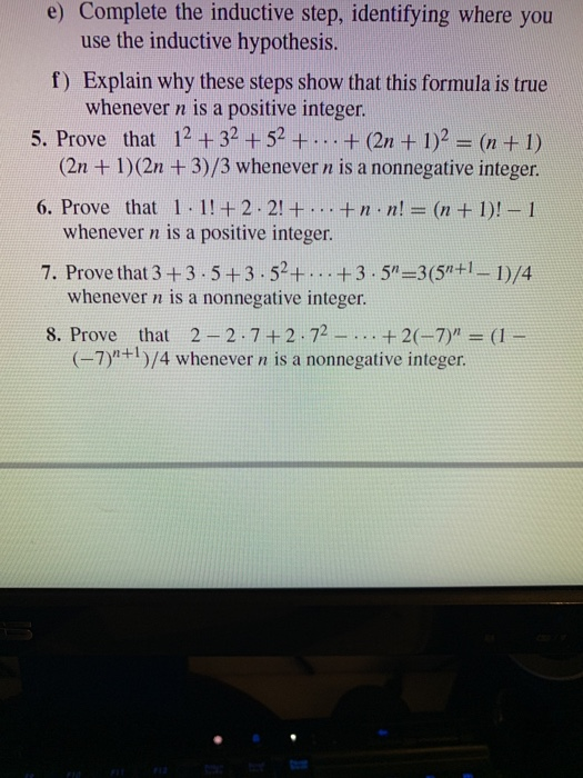 Solved e) Complete the inductive step, identifying where you | Chegg.com