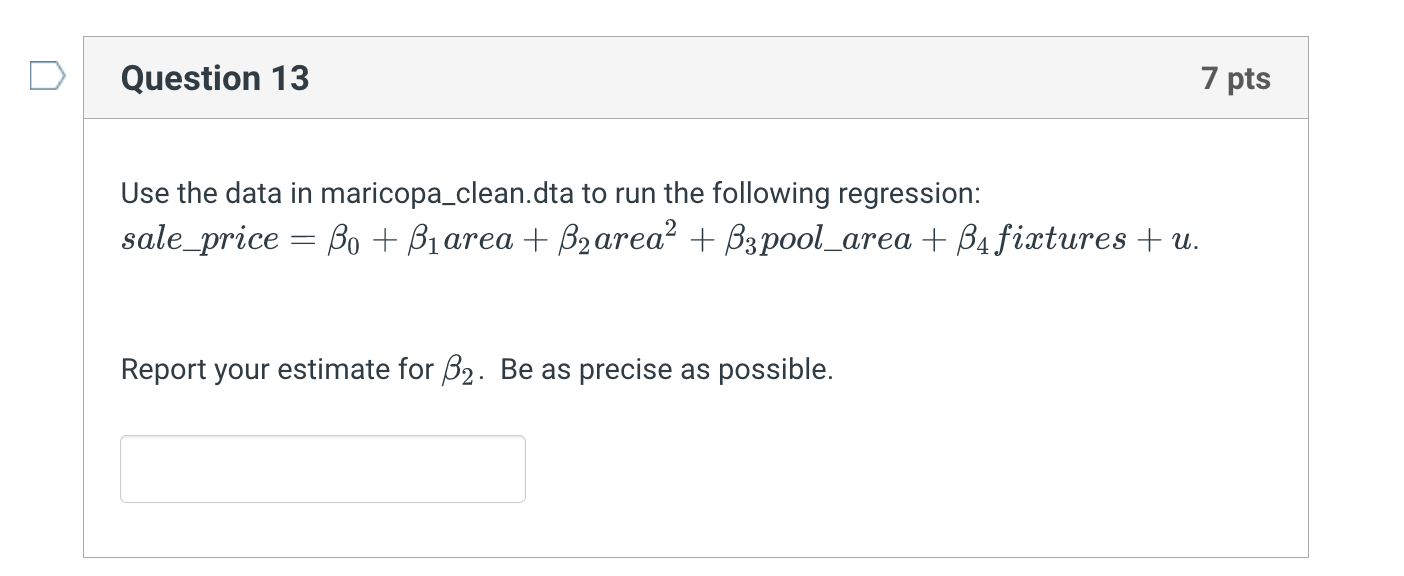 Solved Use the data in maricopa_clean.dta to run the | Chegg.com