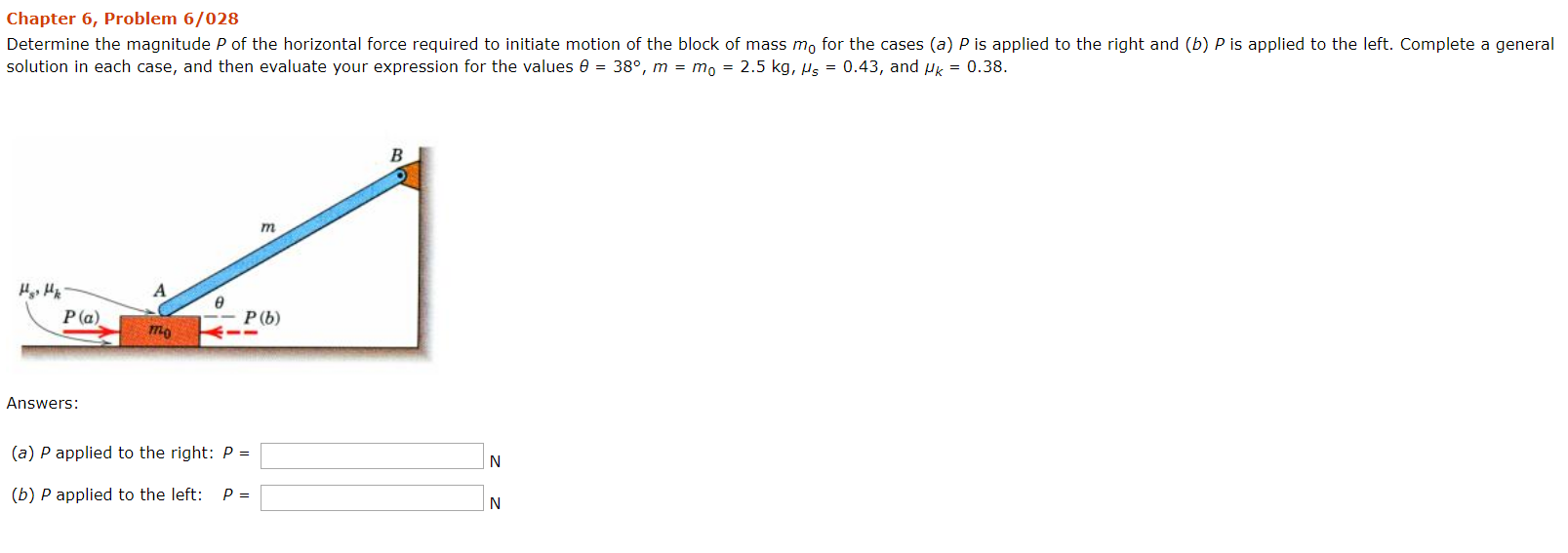 Solved Chapter 6, Problem 6/028 Determine the magnitude P of | Chegg.com