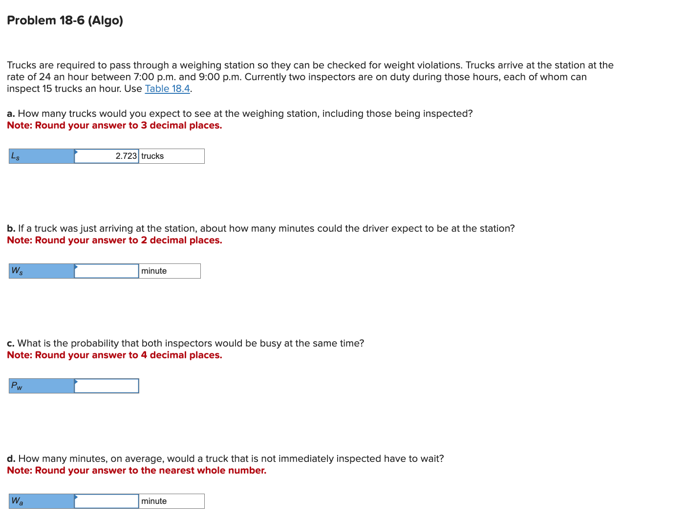 Solved Problem 18-6 (Algo)Trucks are required to pass | Chegg.com