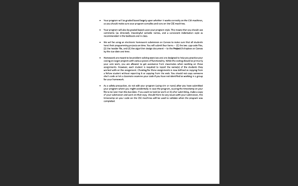 CSCE 1030: Project 3 Due: 11:59 PM on Sunday, April | Chegg.com