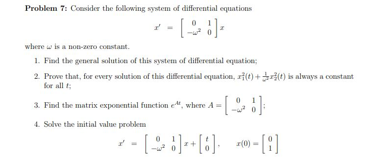 Solved Problem 7: Consider the following system of | Chegg.com