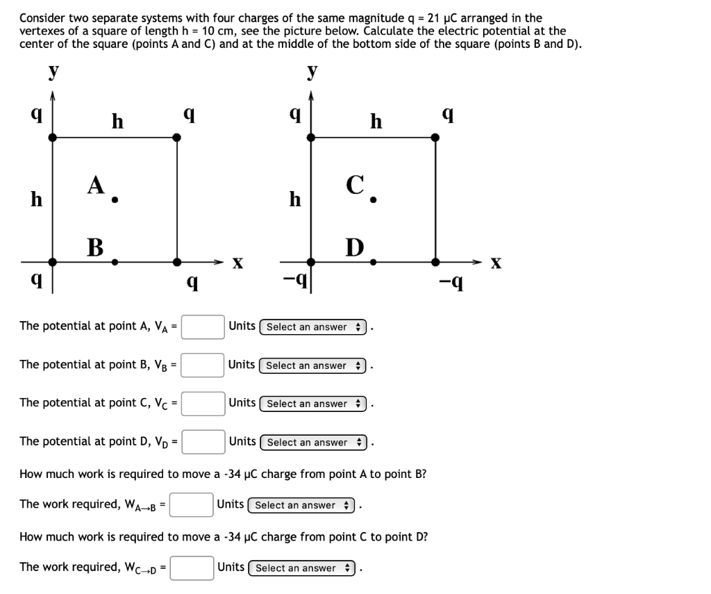 Solved Consider two separate systems with four charges of | Chegg.com