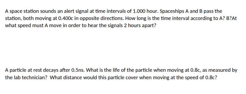 Solved A space station sounds an alert signal at time | Chegg.com