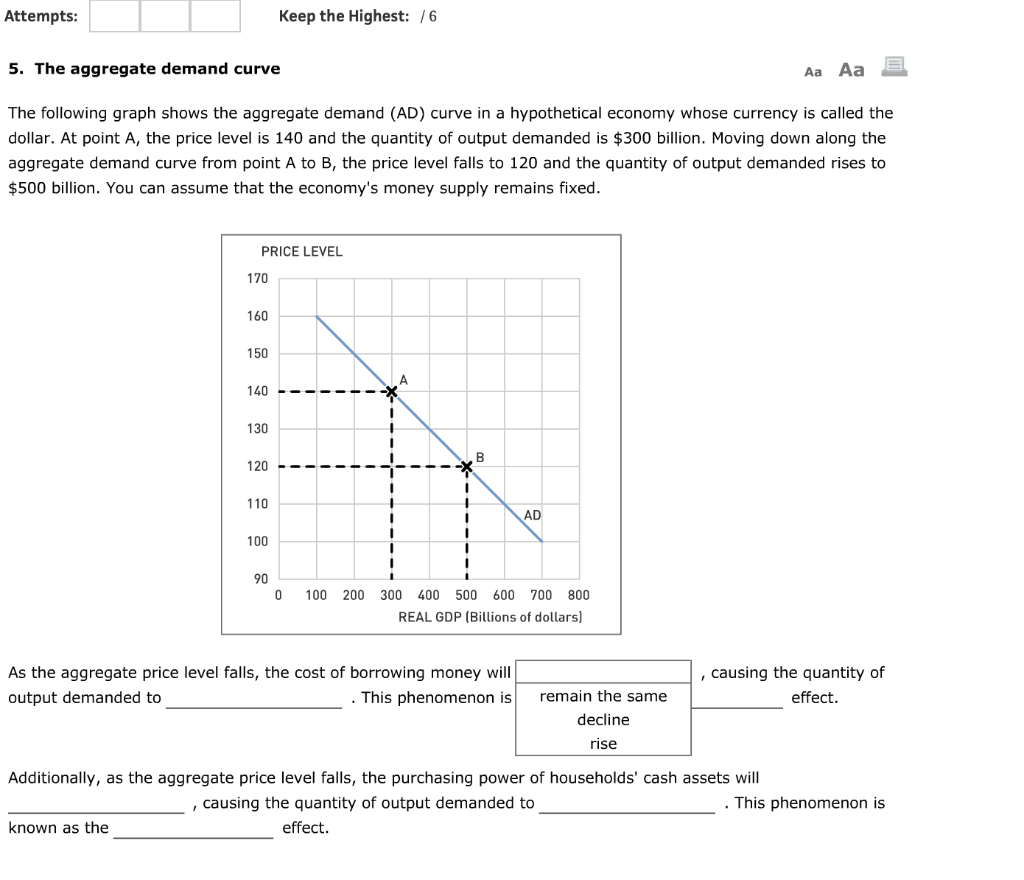 Solved Keep the Highest: /6 Attempts: 5. The aggregate | Chegg.com