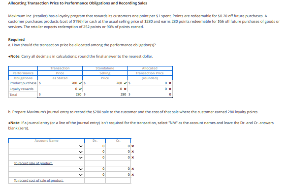 Solved Allocating Transaction Price to Performance | Chegg.com