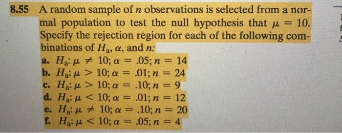 Solved A Random Sample Of N Observations Is Selected From A