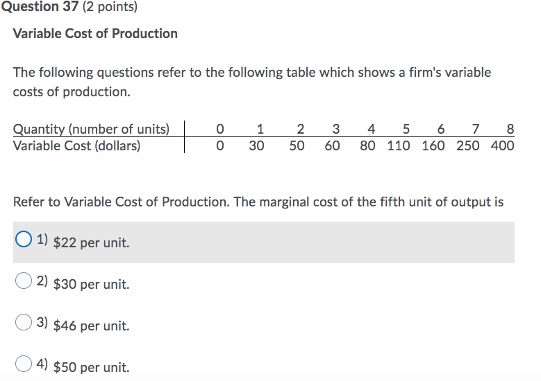Solved Marginal Cost of Production The following questions | Chegg.com