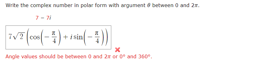 Solved Write the complex number in polar form with argument | Chegg.com