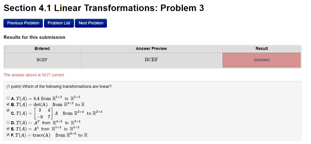Solved Section 4 1 Linear Transformations Problem 3