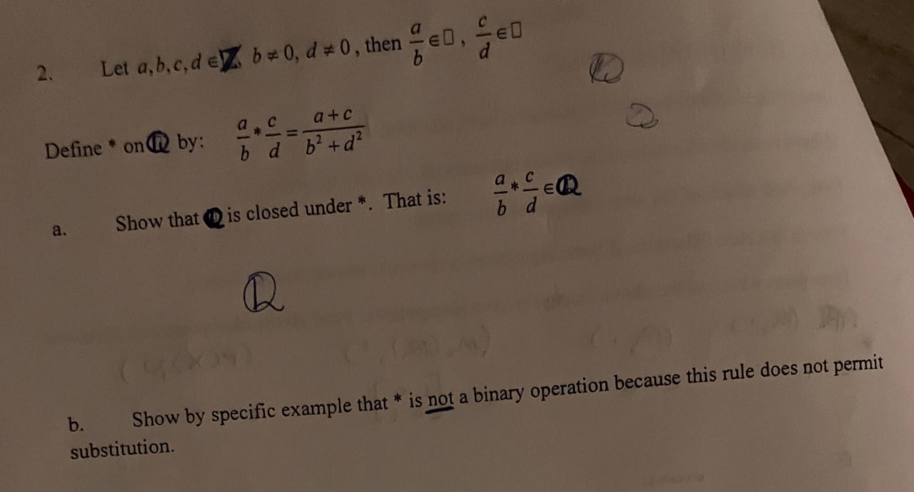 Solved Let a,b,c,d∈Zb =0,d =0, then ba∈ ,dc∈ Define * on Q | Chegg.com