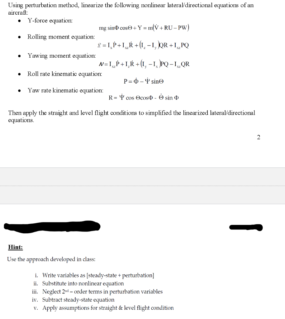 Solved . Using perturbation method, linearize the following | Chegg.com