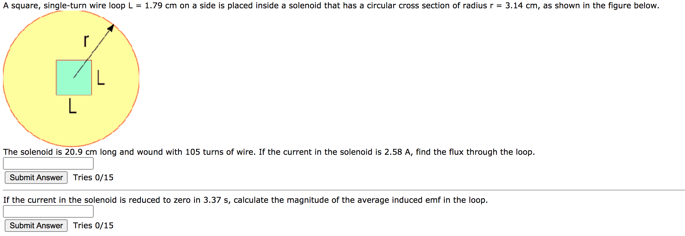 Solved A square, single-turn wire loop L = 1.79 cm on a side | Chegg.com