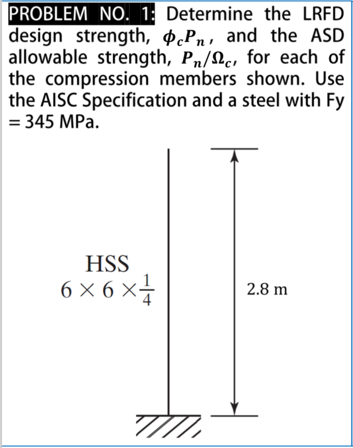 Solved PROBLEM NO. 1: Determine the LRFD design strength, | Chegg.com