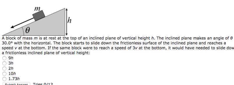 Solved A block of mass m is at rest at the top of an | Chegg.com