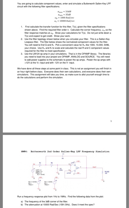 You are going to calculate component values, enter | Chegg.com