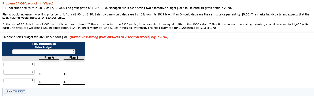 Problem 24-03A a-b, c1,d (Video) Hill Industries had | Chegg.com