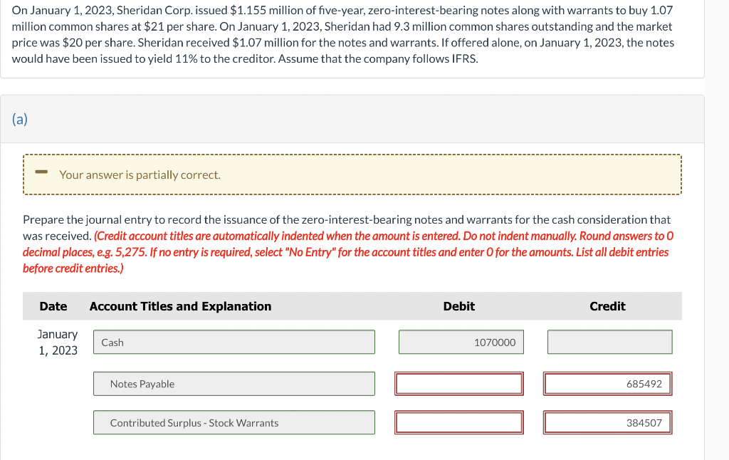 Solved On January 1,2023 , Sheridan Corp. issued $1.155 | Chegg.com