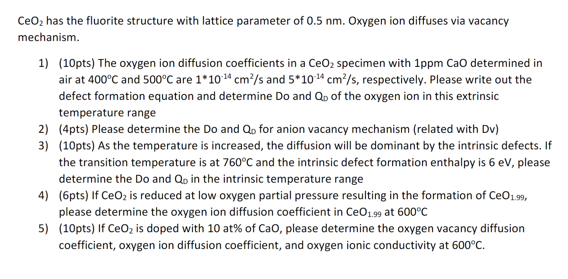 Ceo2 Has The Fluorite Structure With Lattice
