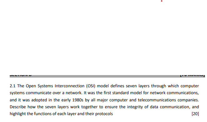 Solved 2.1 The Open Systems Interconnection (OSI) model | Chegg.com