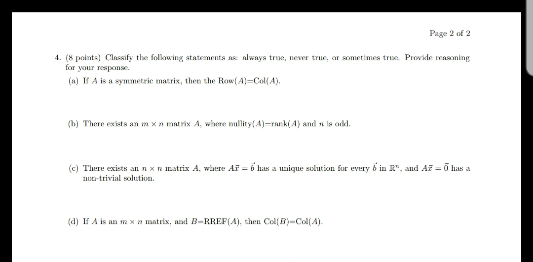 Solved Page 2 of 2 4. (8 points) Classify the following | Chegg.com