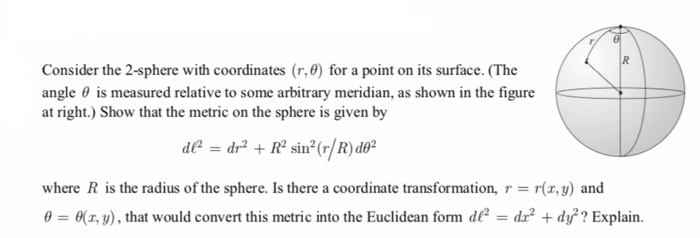 Solved Consider the 2-sphere with coordinates (r,0) for a | Chegg.com