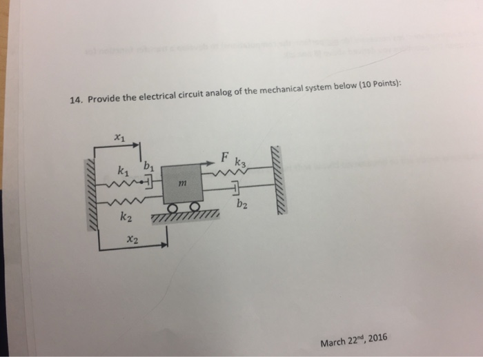 Solved Provide the electrical circuit analog of the | Chegg.com