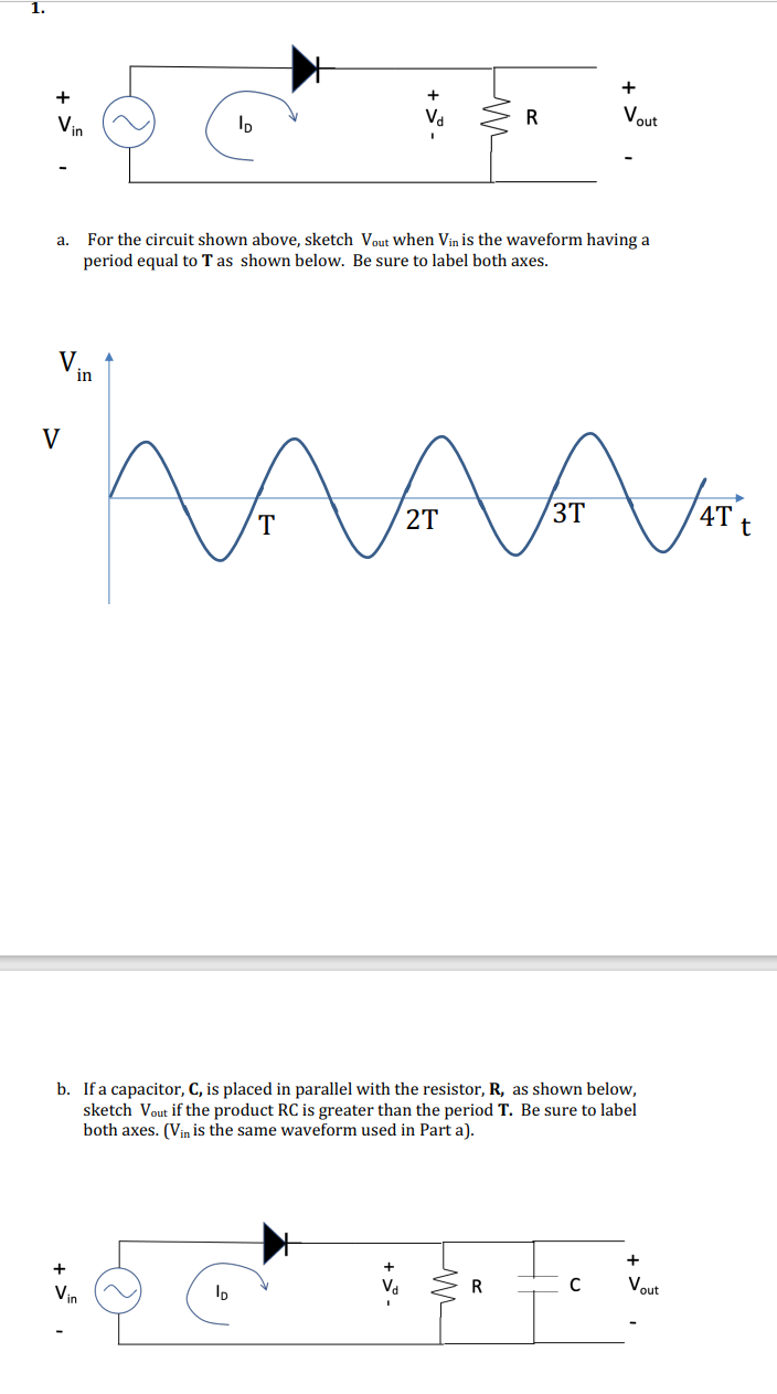 Solved a. ﻿For the circuit shown above, sketch Vout ﻿when | Chegg.com